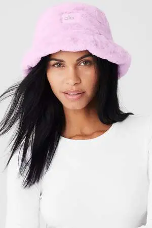 Alo Yoga Faux Fur Bucket Hat Sugarplum Pink