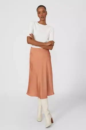 PRINCIPLES Womens/ladies Satin Midi Skirt - Brown