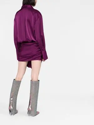 Attico Hatty Satin Mini Shirtdress - Purple