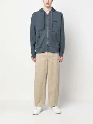 Woolrich Embroidered-logo Cotton Hoodie - Blue