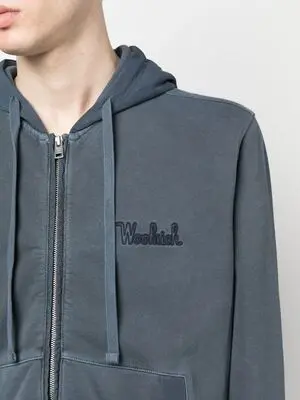 Woolrich Embroidered-logo Cotton Hoodie - Blue