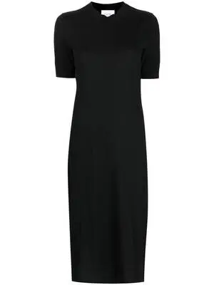 BARRIE Side-slit Cashmere Midi Dress - Black