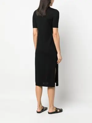 BARRIE Side-slit Cashmere Midi Dress - Black