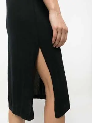 BARRIE Side-slit Cashmere Midi Dress - Black