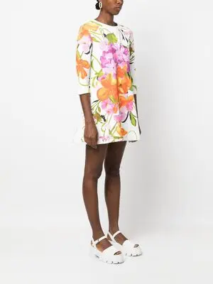 Viktor & Rolf Floral Print A-line Cotton Mini Dress