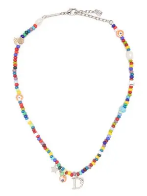 Dsquared2 Beaded Necklace With Logo Charm
