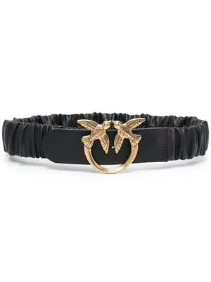 Pinko Love Birds-buckle Leather Belt - Black