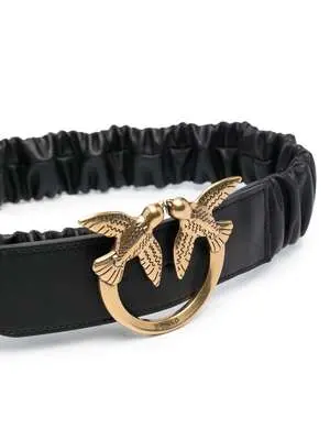 Pinko Love Birds-buckle Leather Belt - Black