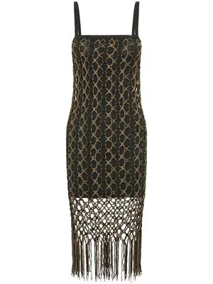 DION LEE Crochet-net Layered Midi Dress