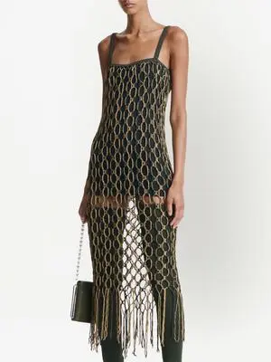 DION LEE Crochet-net Layered Midi Dress