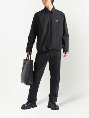 Prada Triangle-logo Zip-up Shirt