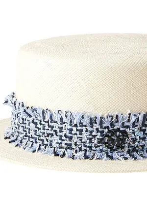 MAISON MICHEL Auguste Straw Canotier Hat