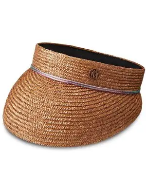 MAISON MICHEL Patty Straw Visor - Brown