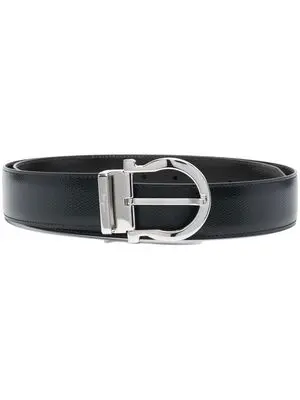 FERRAGAMO Leather Buckle Belt - Black