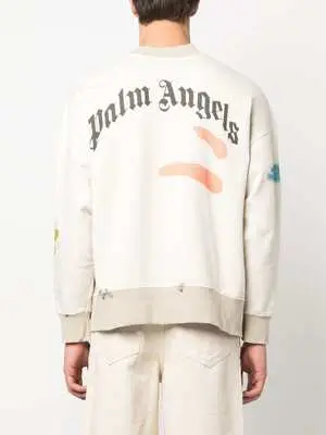 Palm Angels Palm-print Cotton Sweatshirt - Neutrals