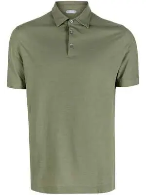 ZANONE Short-sleeved Cotton Polo Shirt - Green