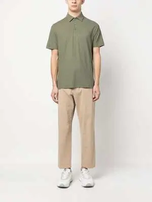 ZANONE Short-sleeved Cotton Polo Shirt - Green