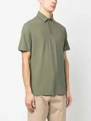 ZANONE Short-sleeved Cotton Polo Shirt - Green