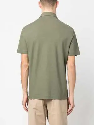 ZANONE Short-sleeved Cotton Polo Shirt - Green