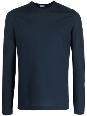 ZANONE Long-sleeved Cotton T-shirt - Blue