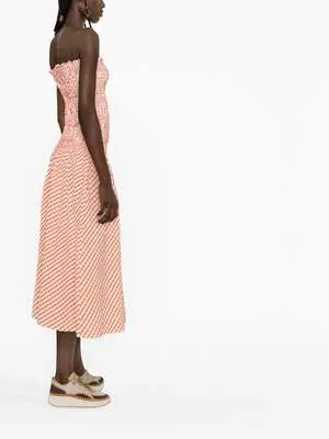 Kenzo Off-shoulder Shirred Midi Dress