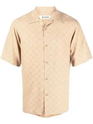 MISBHV Monogram-print Short-sleeve Shirt - Neutrals