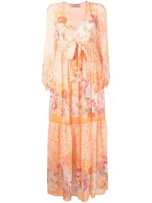 TWINSET Floral-print Empire-line Dress - Orange