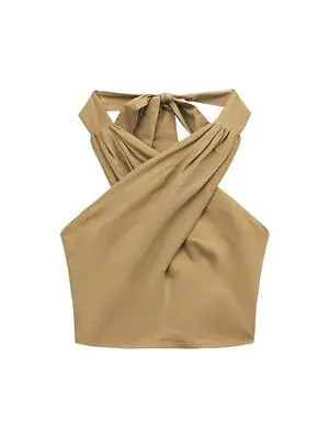 Staud Women's Kai Cropped Tank Top - Khaki  - Khaki