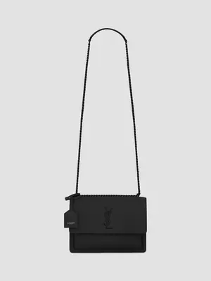 Saint Laurent Sunset Chain Bag In Smooth Leather - Nero