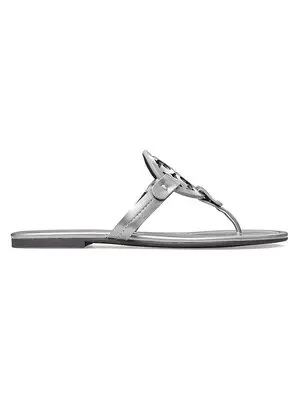 Tory Burch Women's Miller Metallic Leather Sandals - Silver  Silver