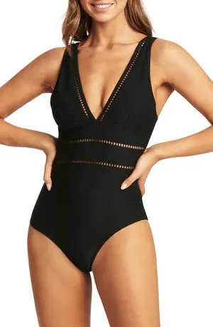 SEA LEVEL Spliced One-piece Swimsuit - Black