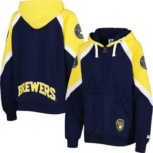 STARTER Milwaukee Brewers Full-zip Hoodie - Navy