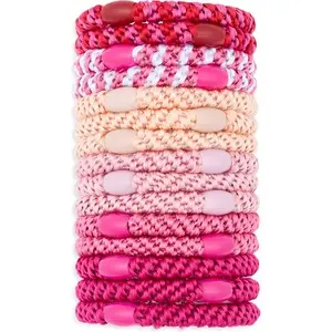 L. Erickson Set Of 15 Assorted Ponytail Holders - Think Pink