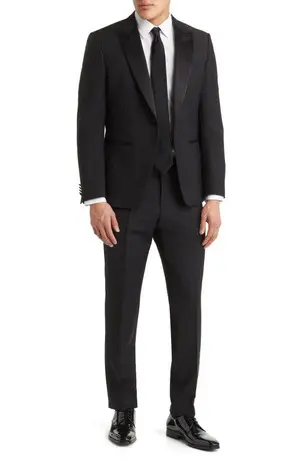 BOSS Huge Solid Wool & Mohair Tuxedo Black