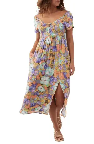O'Neill Hayzel Floral Smocked Midi Dress