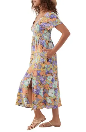 O'Neill Hayzel Floral Smocked Midi Dress