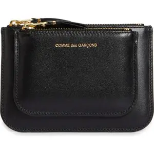 Comme Des Garçons Outside Pocket Two-compartment Leather Wallet - Black