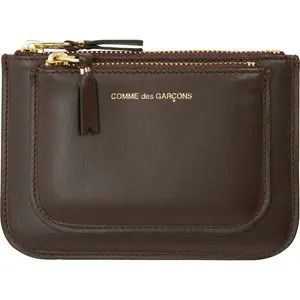 Comme Des Garçons Outside Pocket Two-compartment Leather Wallet - Brown