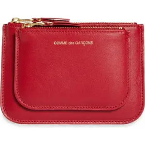 Comme Des Garçons Outside Pocket Two-compartment Leather Wallet - Red