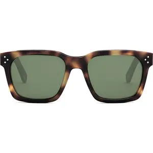 Celine Bold 3 Dots 54mm Geometric Sunglasses - Blonde Havana / Green