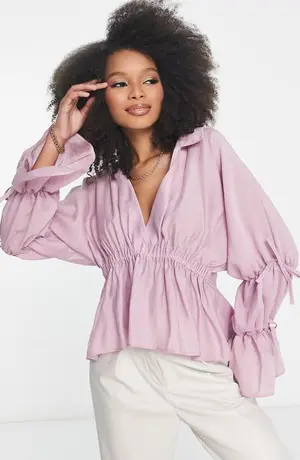 Asos Tie Sleeve Woven Top