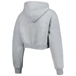 THE WILD COLLECTIVE Los Angeles Chargers Cropped Pullover Hoodie - Gray