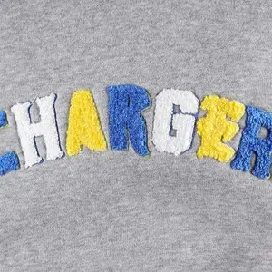 THE WILD COLLECTIVE Los Angeles Chargers Cropped Pullover Hoodie - Gray