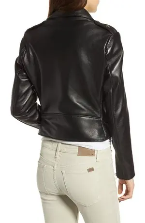 SCHOTT Crop Leather Moto Jacket