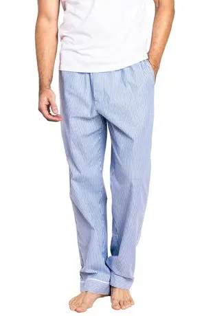 PETITE PLUME Stripe Seersucker Pajama Pants - Blue