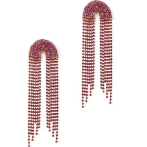 Deepa Gurnani Warren Crystal Drop Earrings - Fuchsia