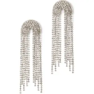 Deepa Gurnani Warren Crystal Drop Earrings - Silver