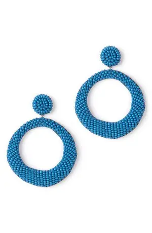 Deepa Gurnani Deepa Gurnani Asta Beaded Hoop Drop Earrings Denim