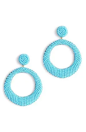 Deepa Gurnani Deepa Gurnani Asta Beaded Hoop Drop Earrings Turquoise
