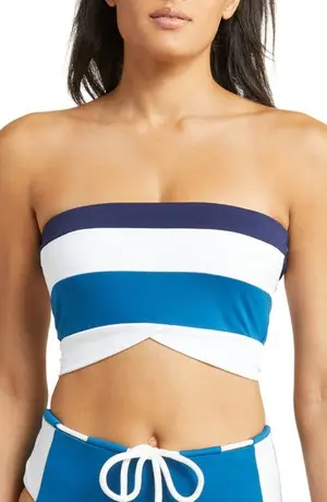 Robin Piccone Emma Longline Bandeau Bikini Top - Saphire Combo